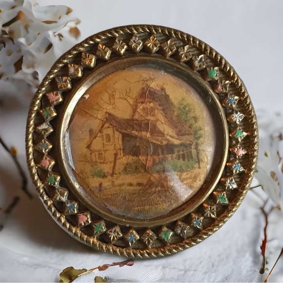 Unknown | Other | Victorian Vintage Antique Lithograph Metal Button ...